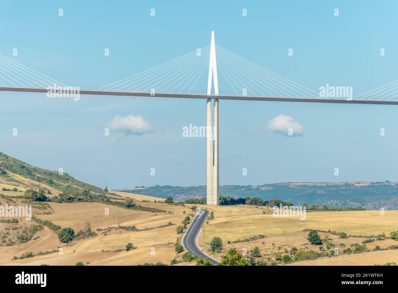 Millau viaduct, cable-stayed bridge over Tarn valley. The highest road ...
