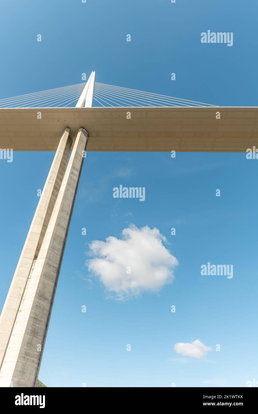 Millau viaduct, cable-stayed bridge over Tarn valley. The highest road ...