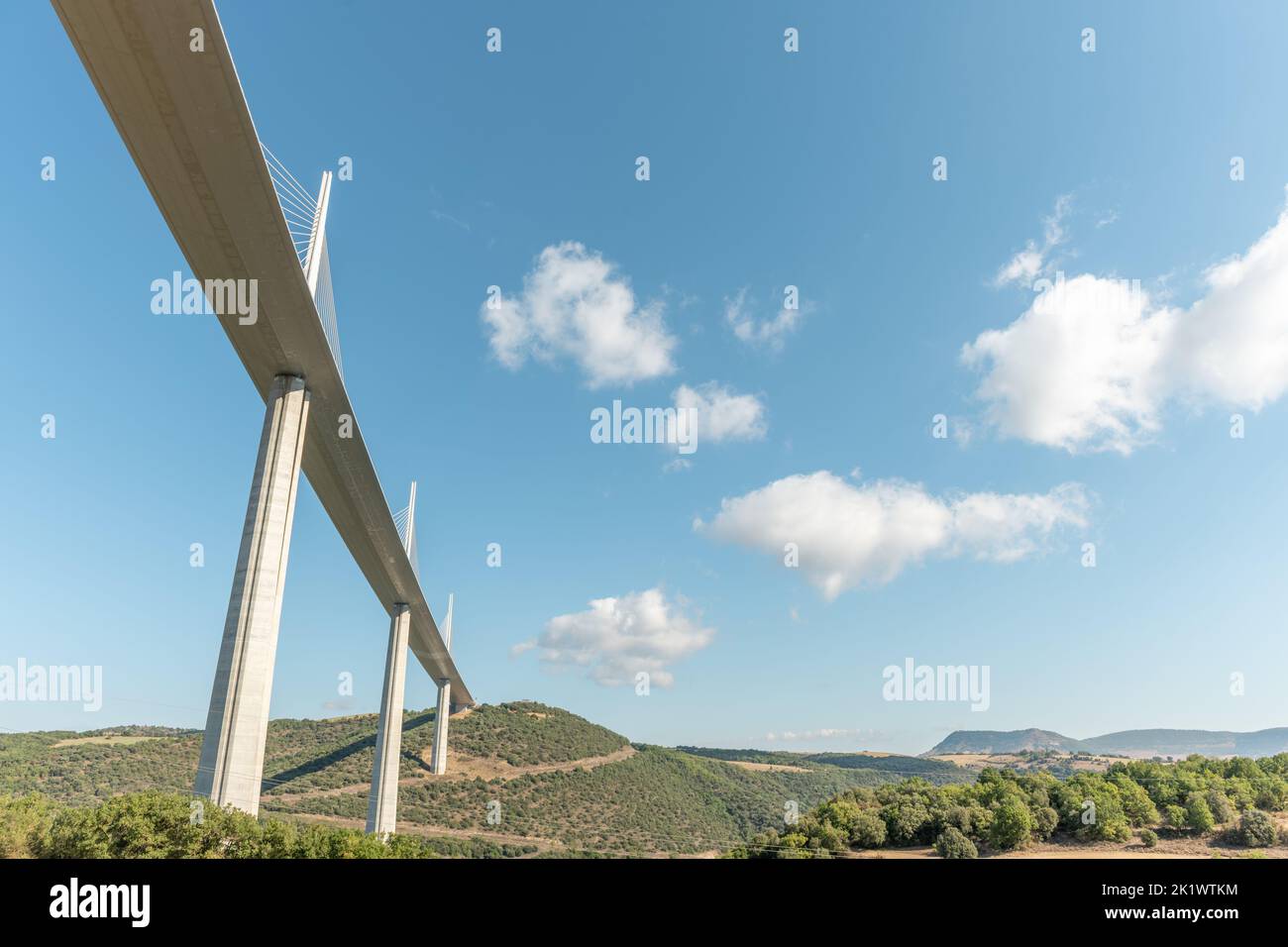 Millau viaduct, cable-stayed bridge over Tarn valley. The highest road ...