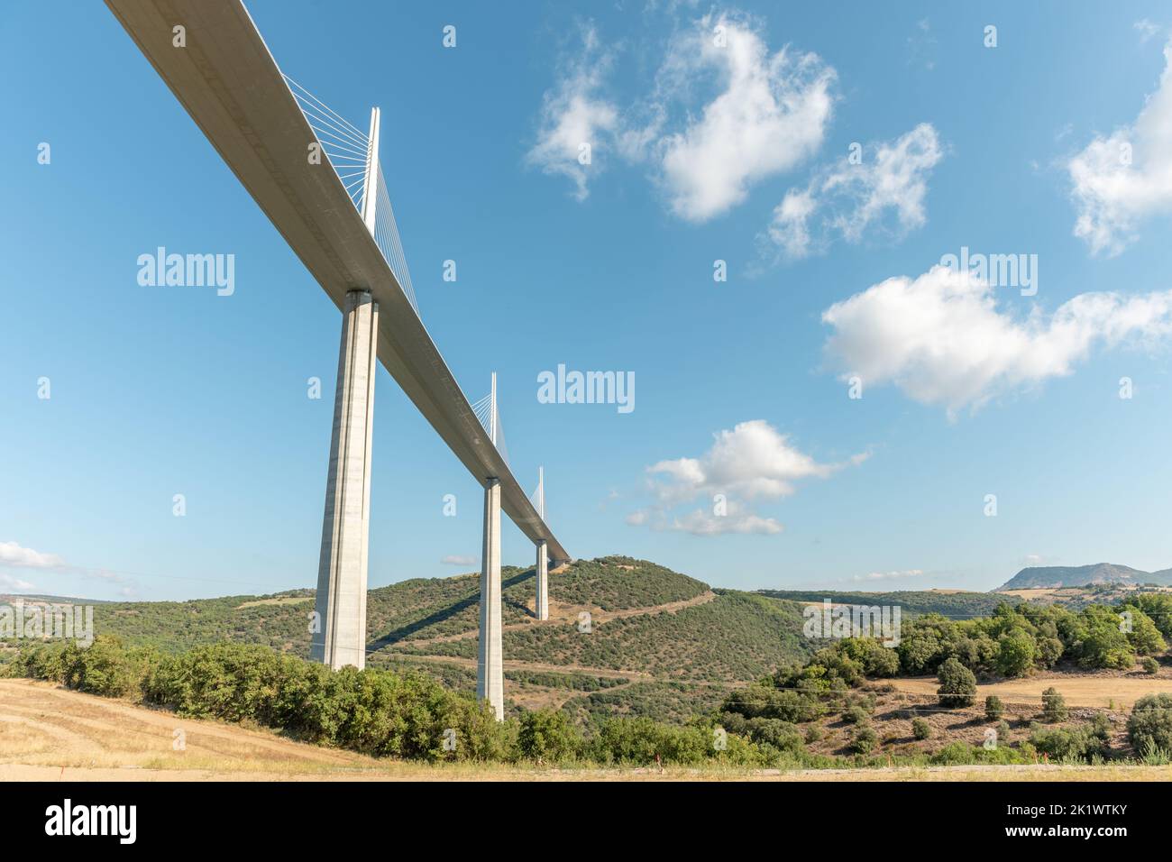 Millau viaduct, cable-stayed bridge over Tarn valley. The highest road ...