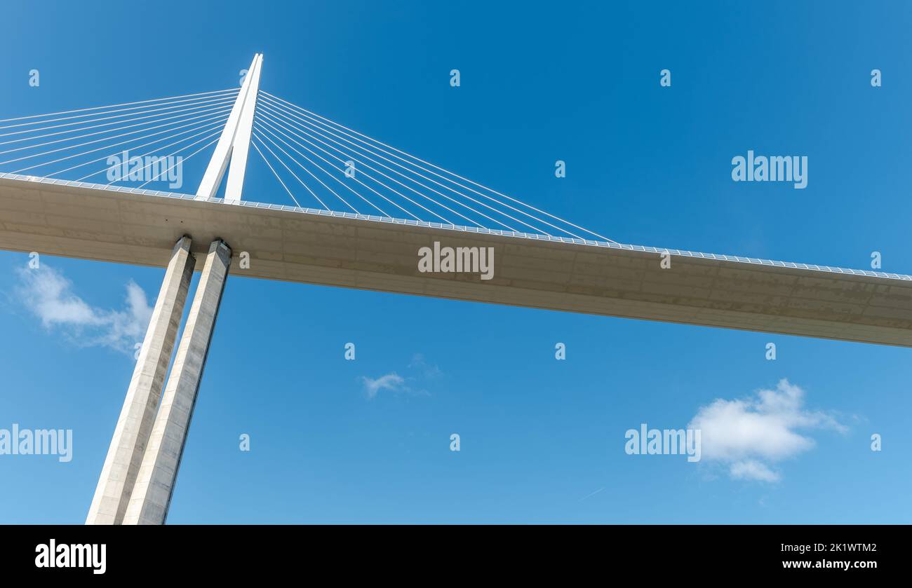 Millau viaduct, cable-stayed bridge over Tarn valley. The highest road ...