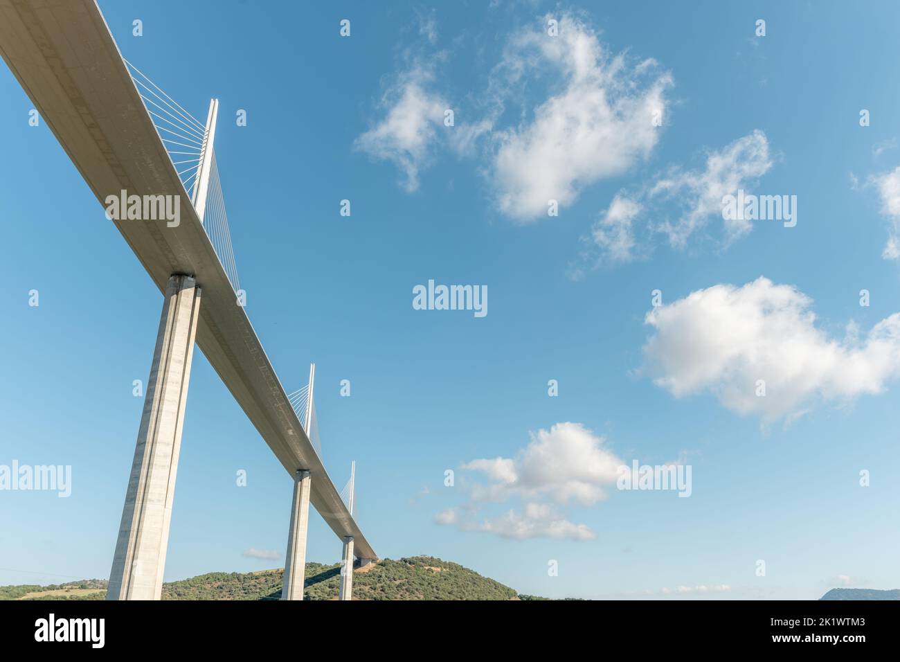 Millau viaduct, cable-stayed bridge over Tarn valley. The highest road ...