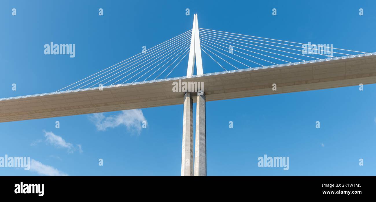 Millau viaduct, cable-stayed bridge over Tarn valley. The highest road ...