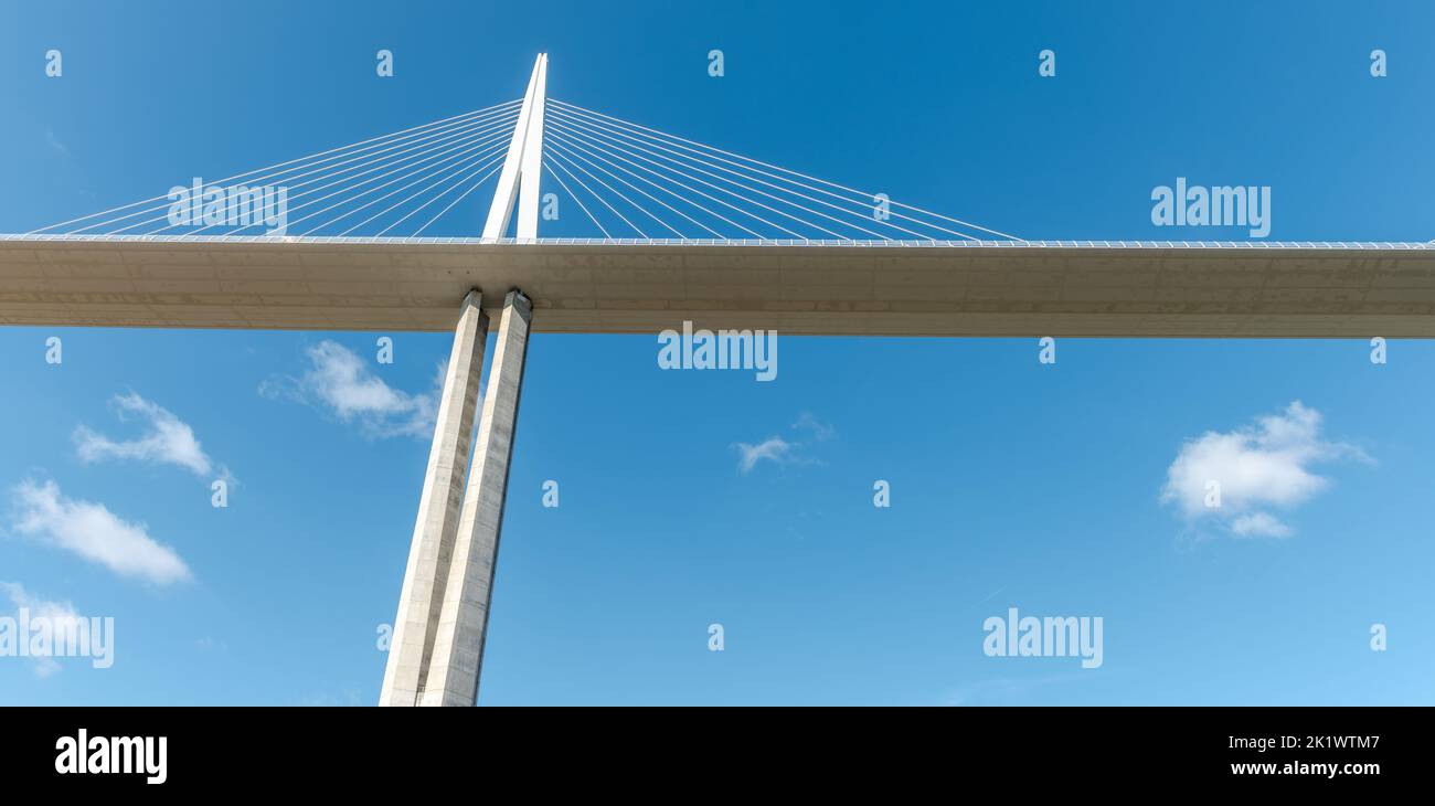 Millau viaduct, cable-stayed bridge over Tarn valley. The highest road ...