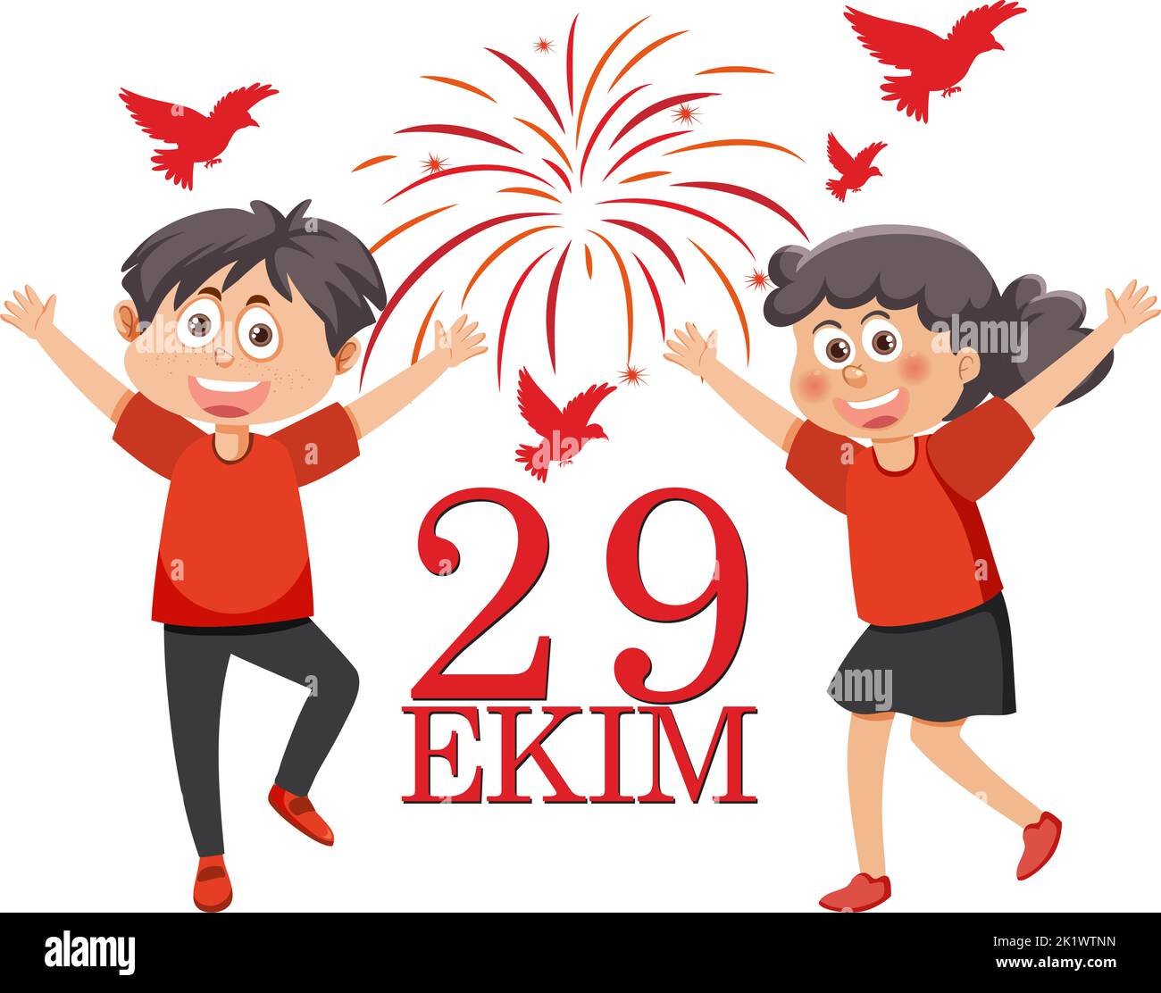 Republic Day of Turkey with cartoon character illustration Stock Vector ...