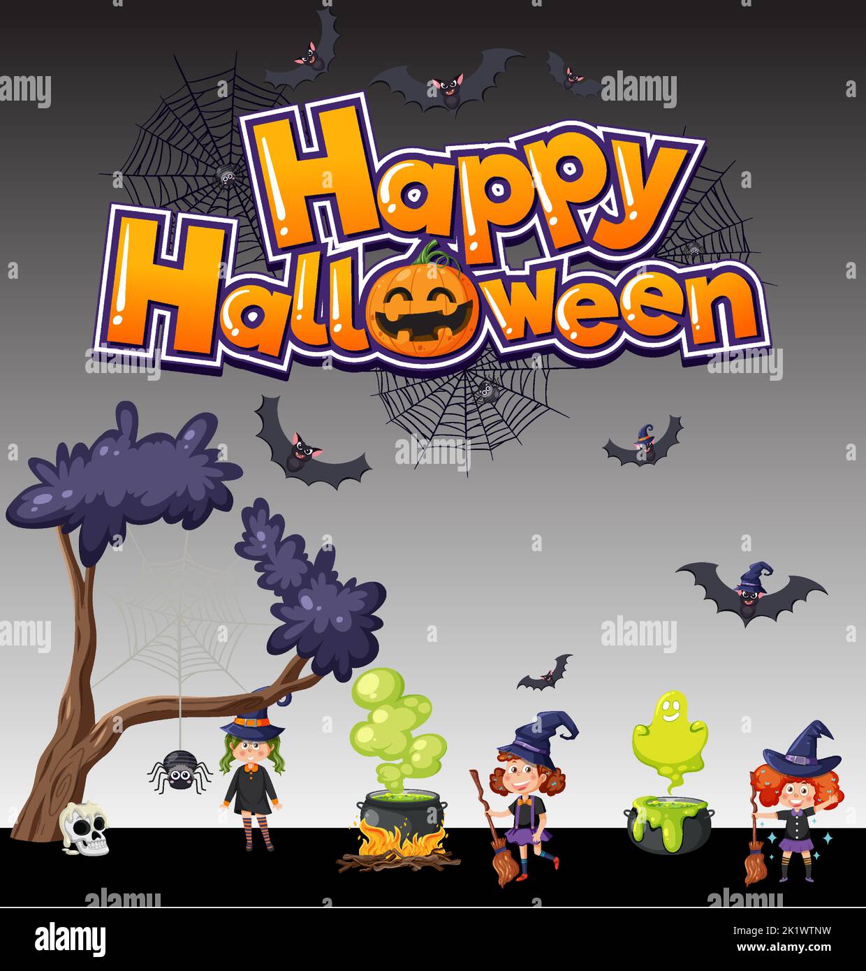 Happy Halloween poster template illustration Stock Vector Image & Art ...