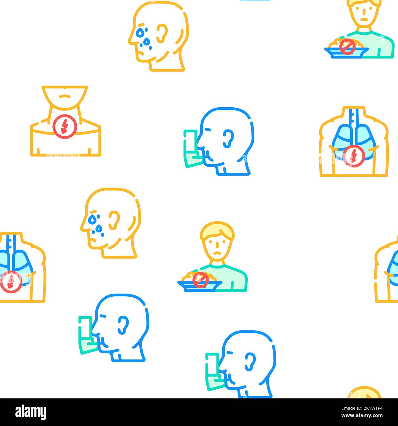 Sick Health Problem And Allergy vector seamless pattern Stock Vector ...