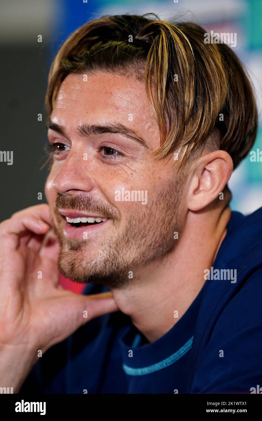 England's Jack Grealish during a media session at St. George's Park ...