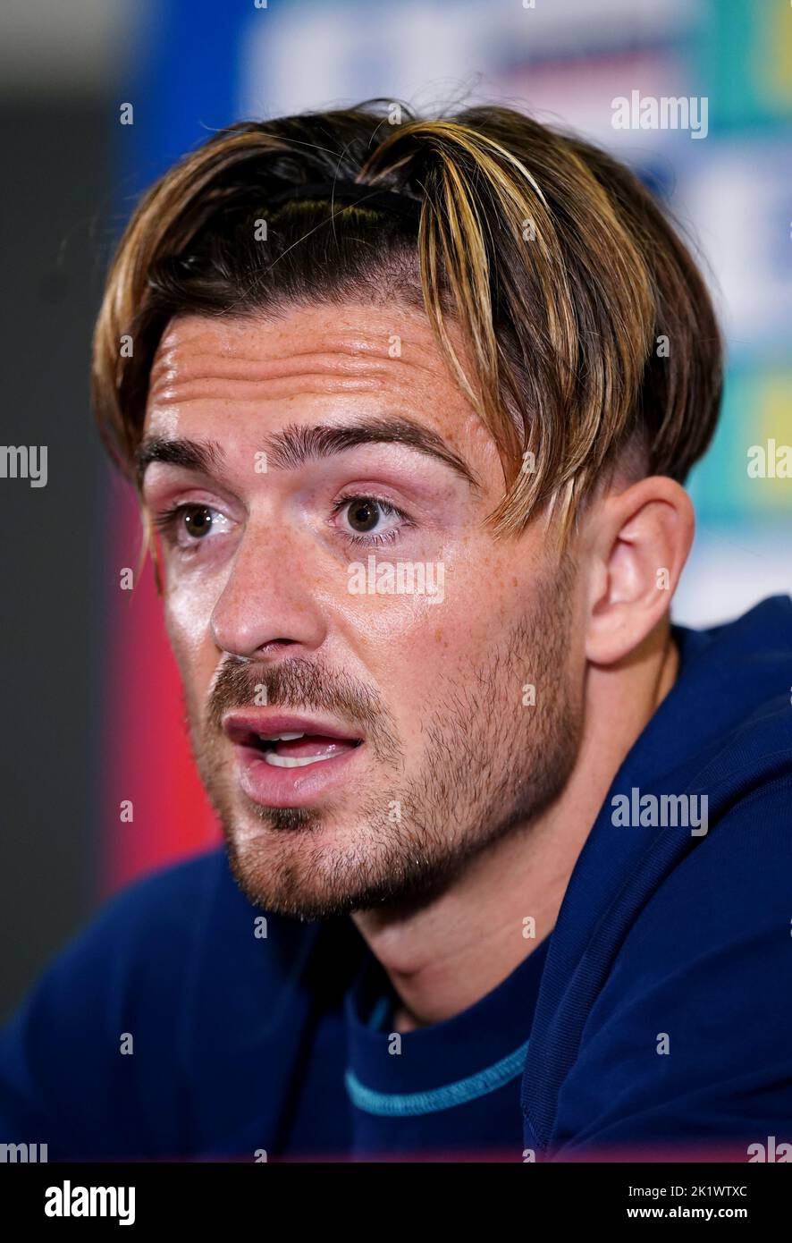England's Jack Grealish during a media session at St. George's Park ...