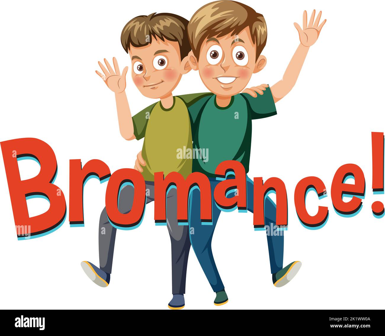 Best friends boys cartoon character with kooky word expression ...