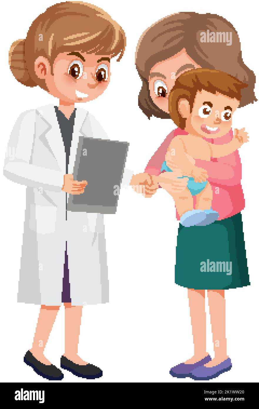 Pediatrician doctor examining baby illustration Stock Vector Image ...