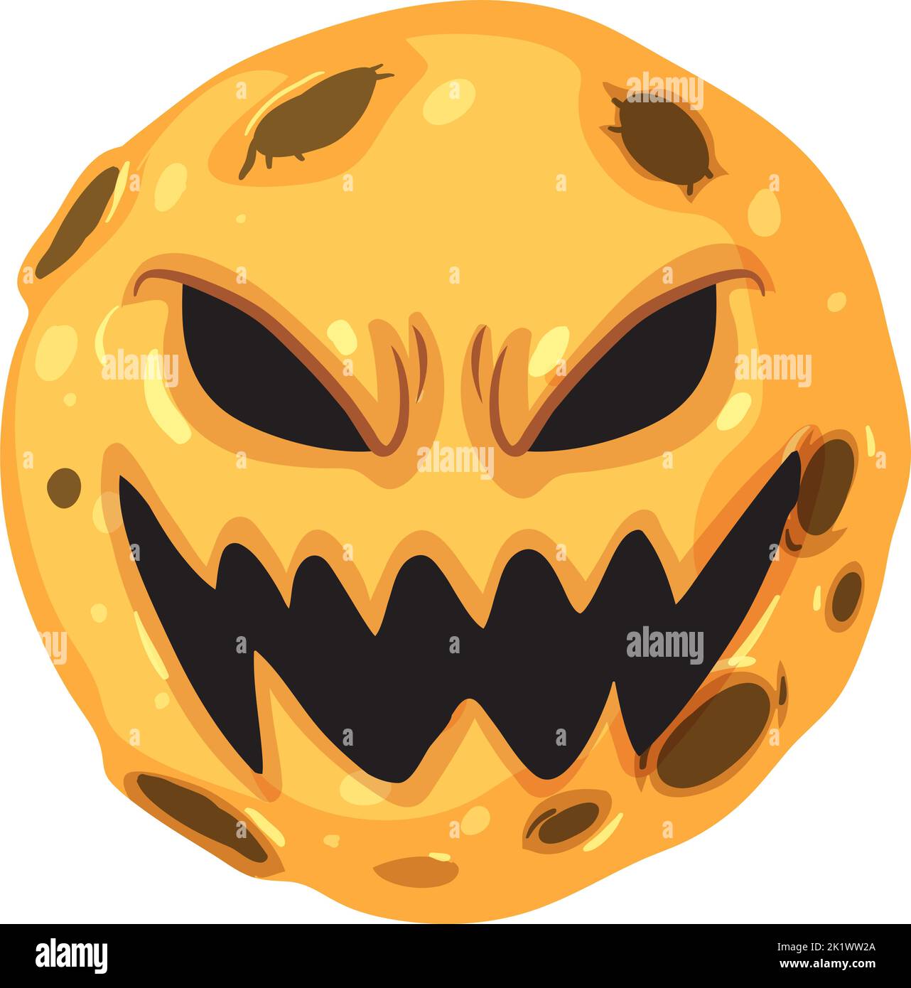 Halloween moon scary face on white background illustration Stock Vector ...