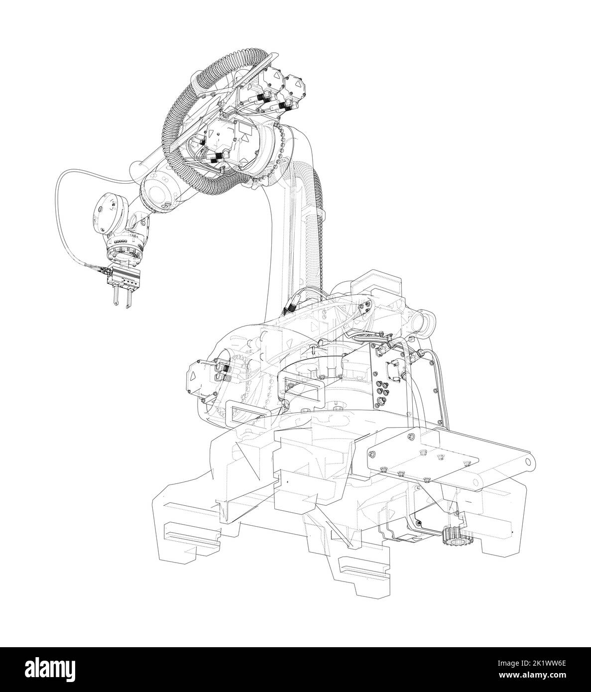Industrial robot manipulator. Vector image rendered from 3d model in ...