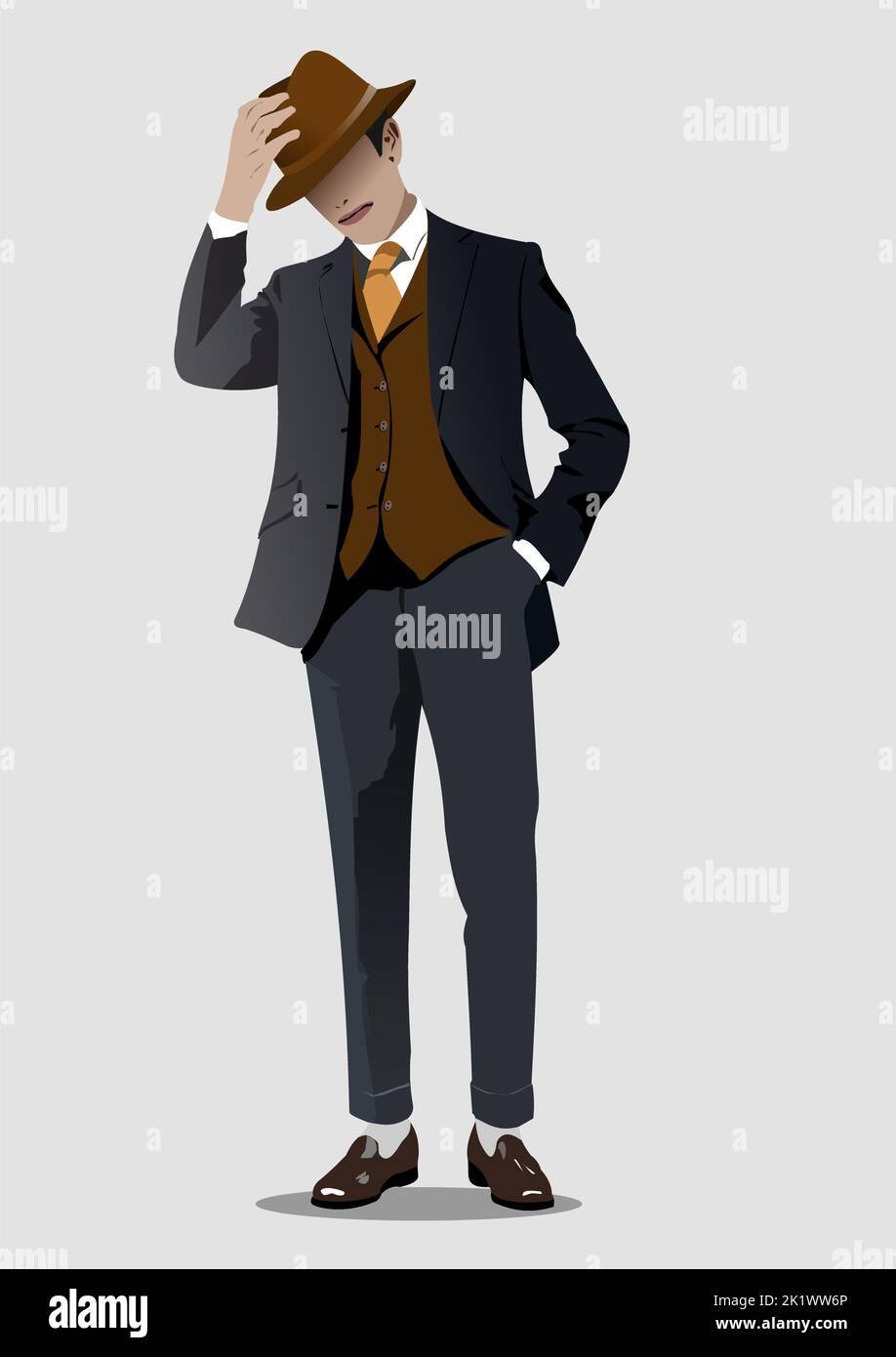 Handsome gentleman on white background. Color 3d vector illustration ...