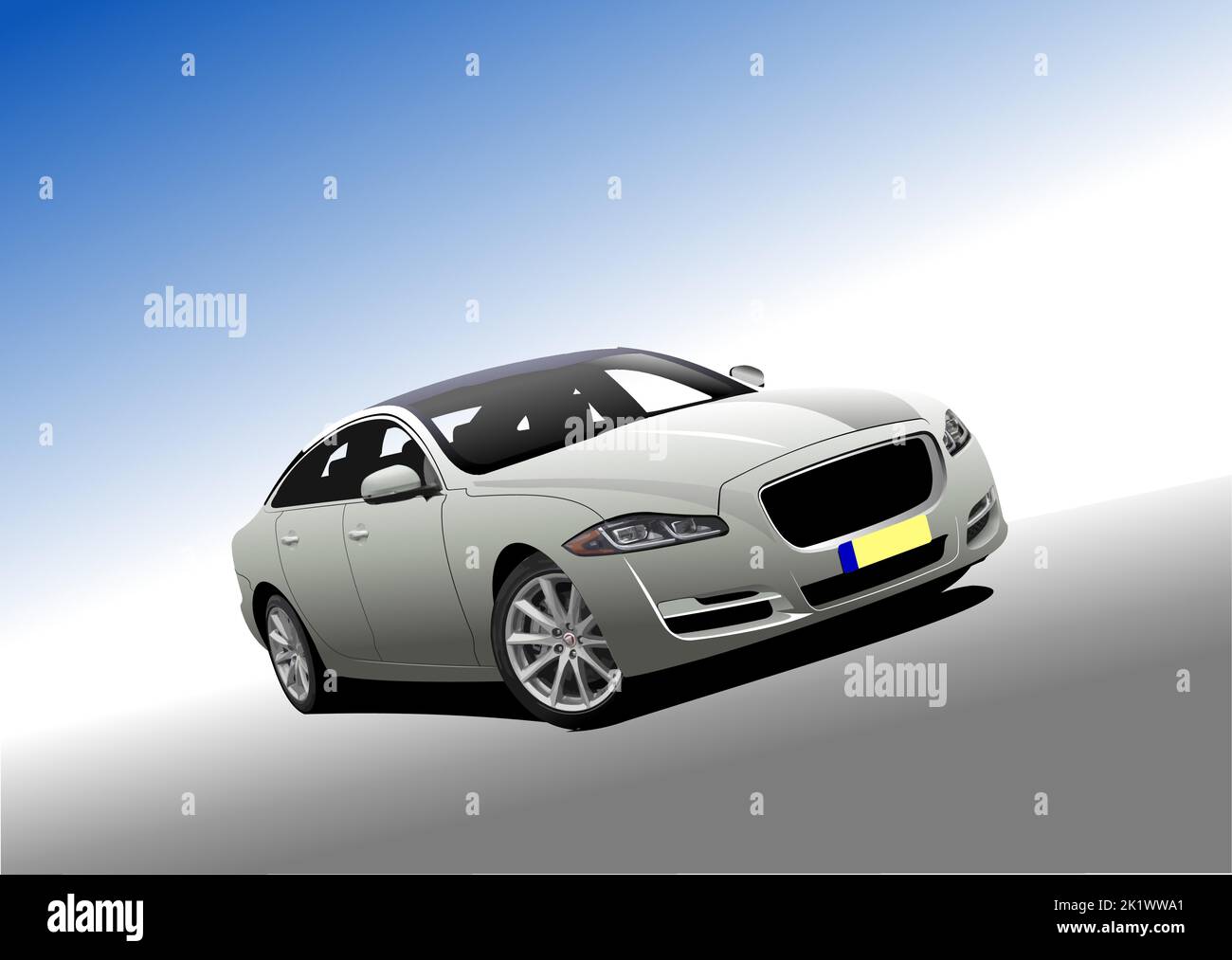 Grey car coupe on the road. 3d vector color illustration Stock Vector ...