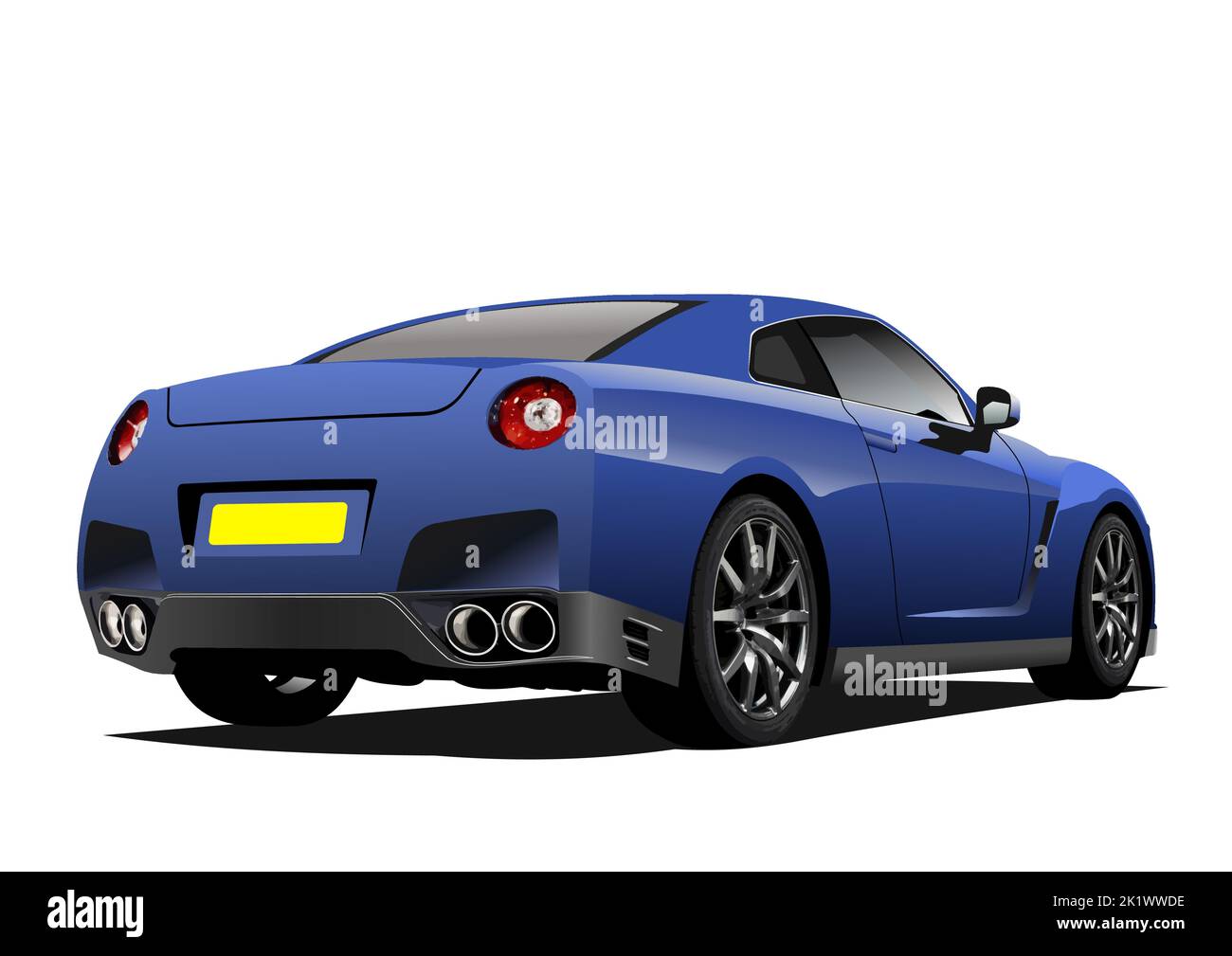 Blue car coupe on the road. 3d vector color illustration Stock Vector ...