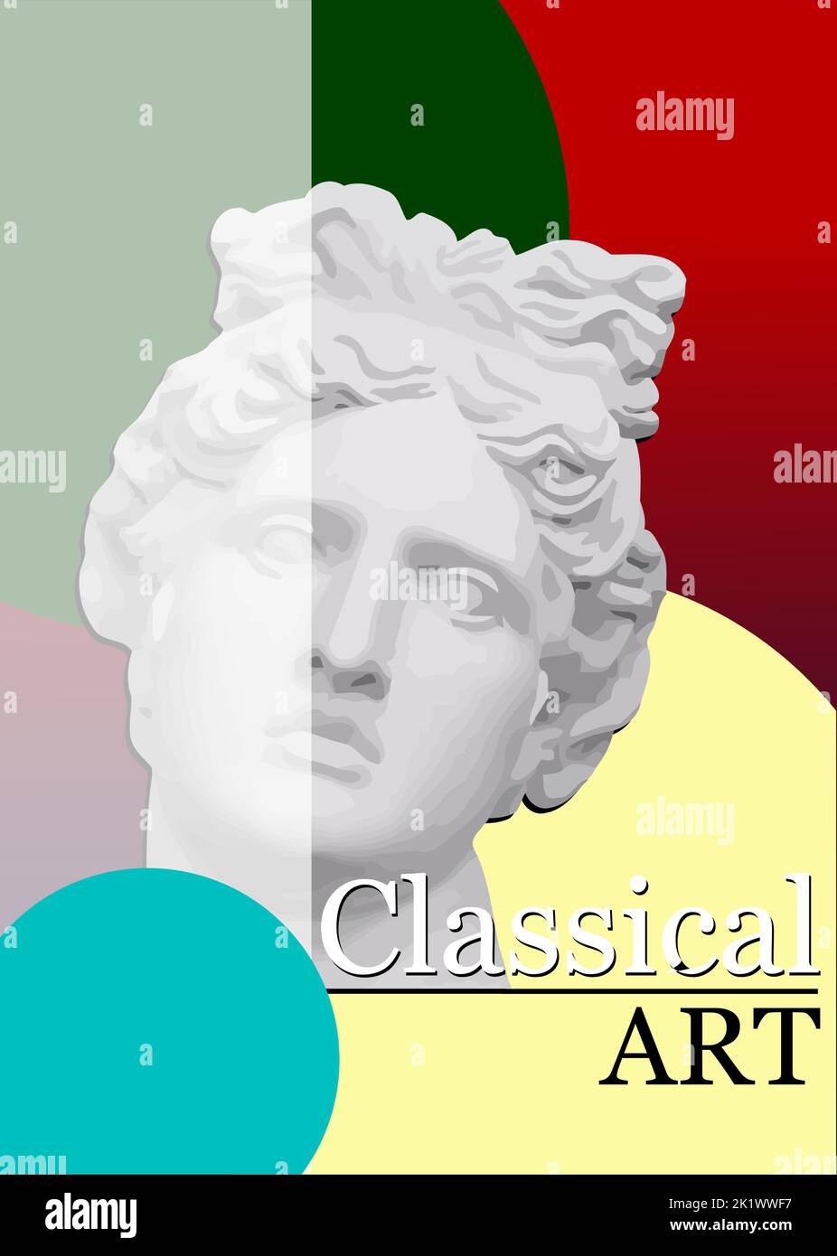 Woman head sculpture for painting. Classical art. 3d vector color ...