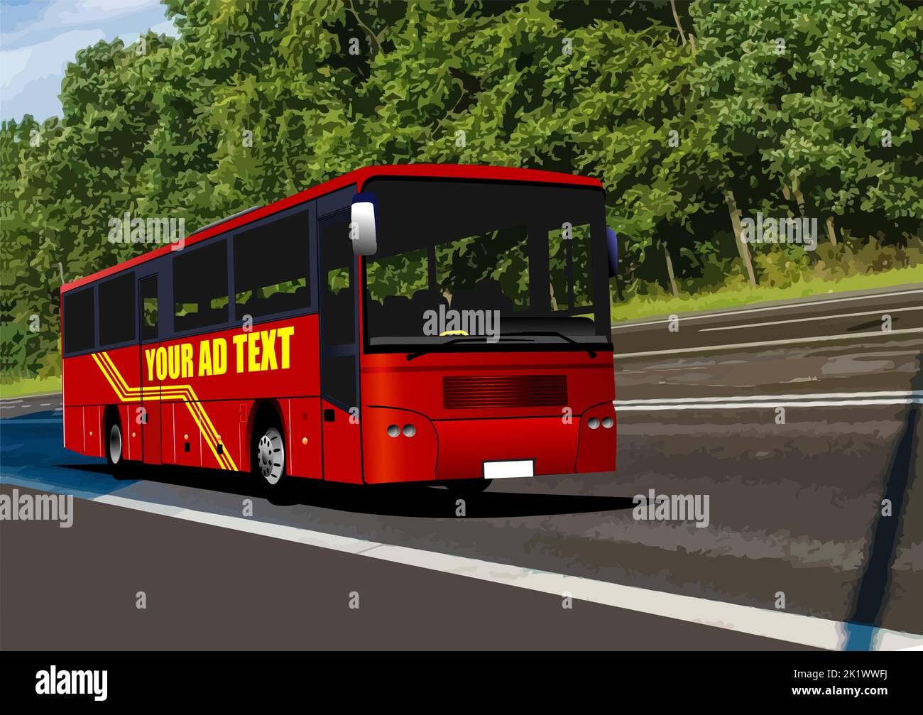 Red city bus. Tourist coach. Vector 3d illustration Stock Vector Image ...