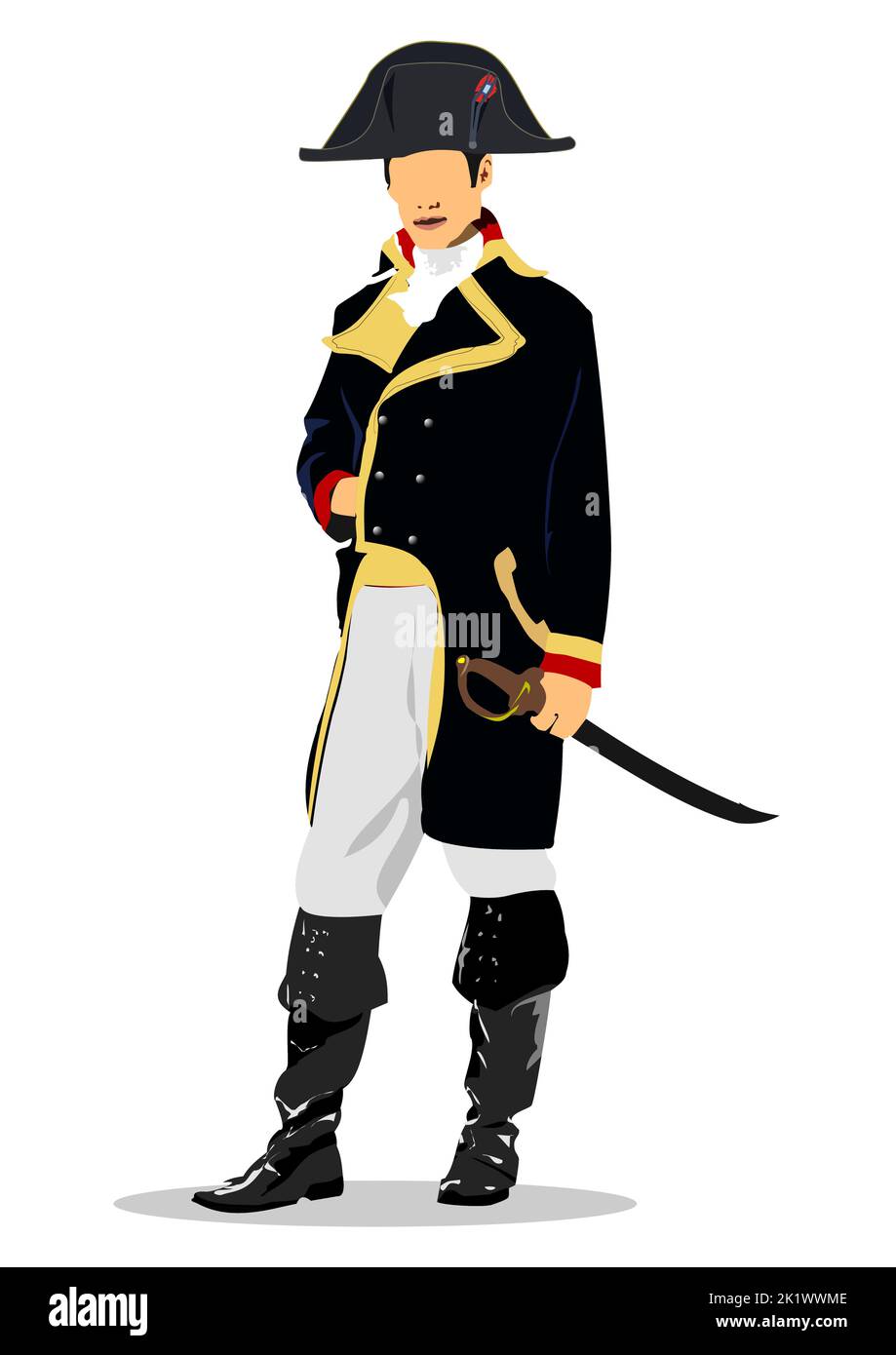 19th century French officer of Napoleon's army. 3d vector color ...