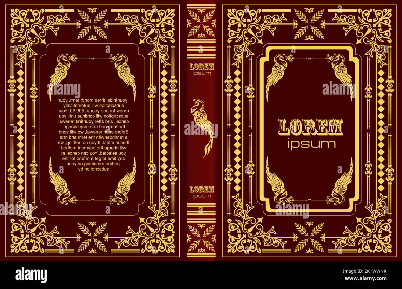 Ornate leather book cover and Old retro ornament frames. Royal Golden ...