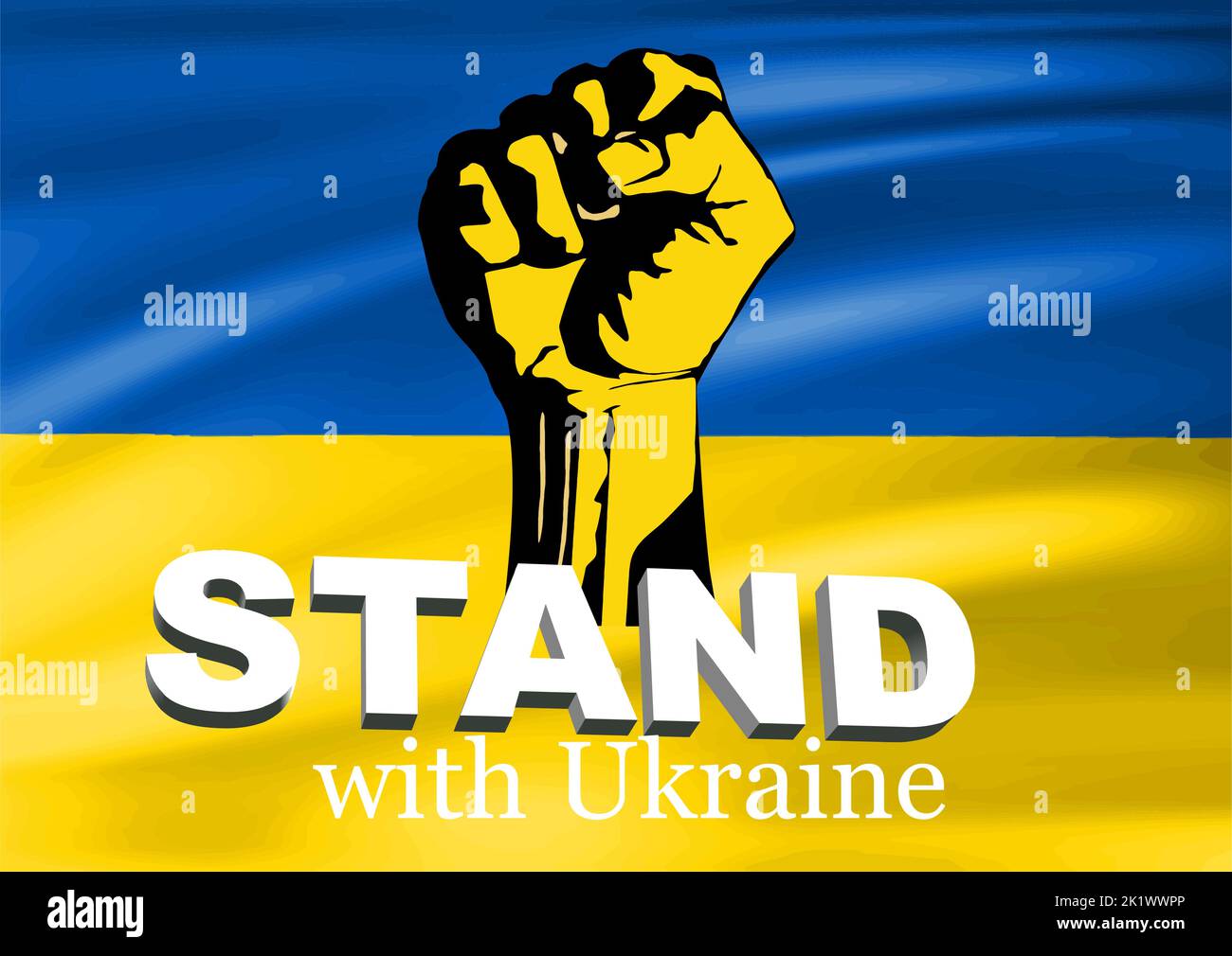 Ukrainian flag and Stand with Ukraine text. Color 3d vector ...