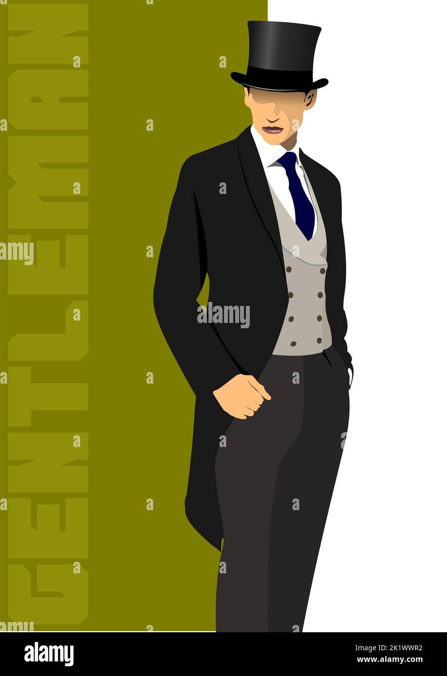 Handsome London gentleman. Color 3d vector illustration Stock Vector ...