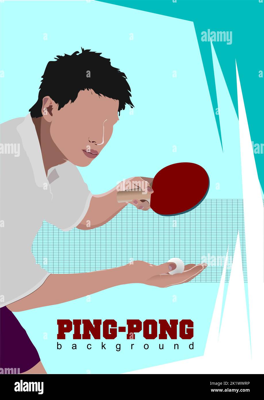 Ping Pong Player Poster Vector 3d Silhouette Stock Vector Image And Art
