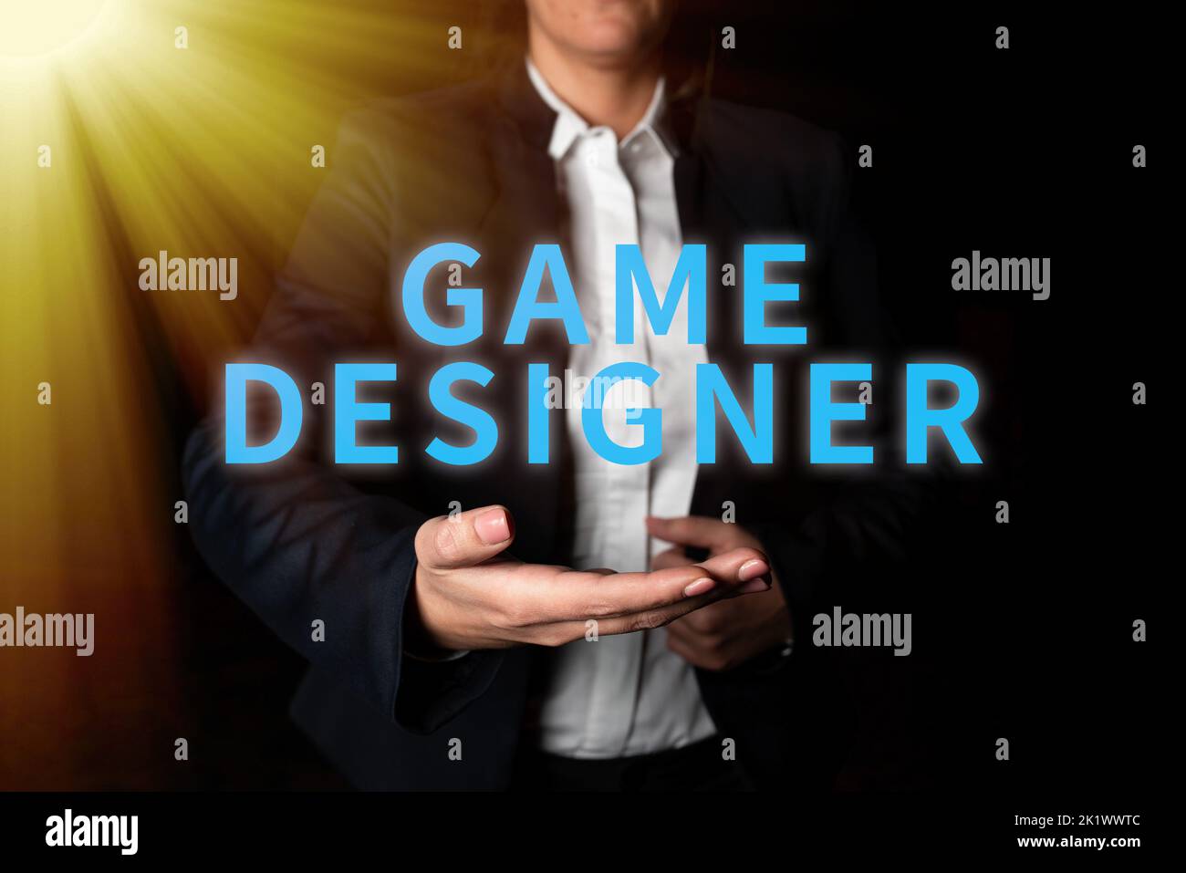 Text sign showing Game Designer. Business idea Campaigner Pixel Scripting Programmers Consoles ...