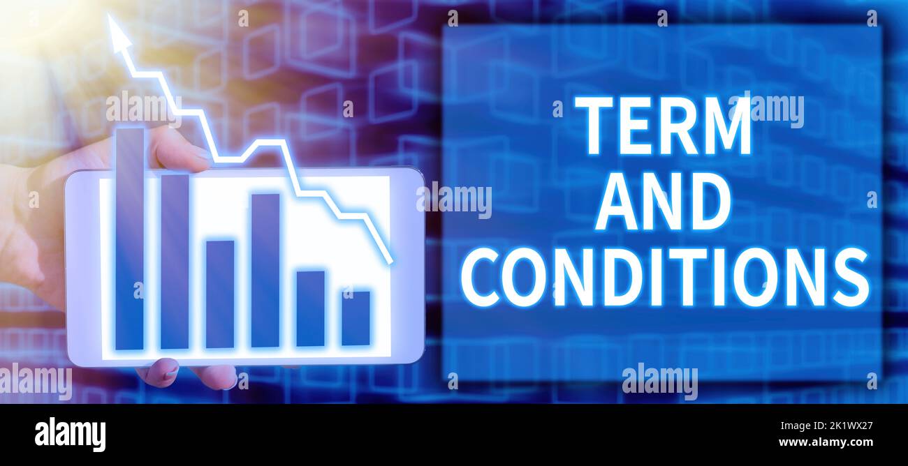 Text sign showing Term And Conditions. Business approach Policies and ...