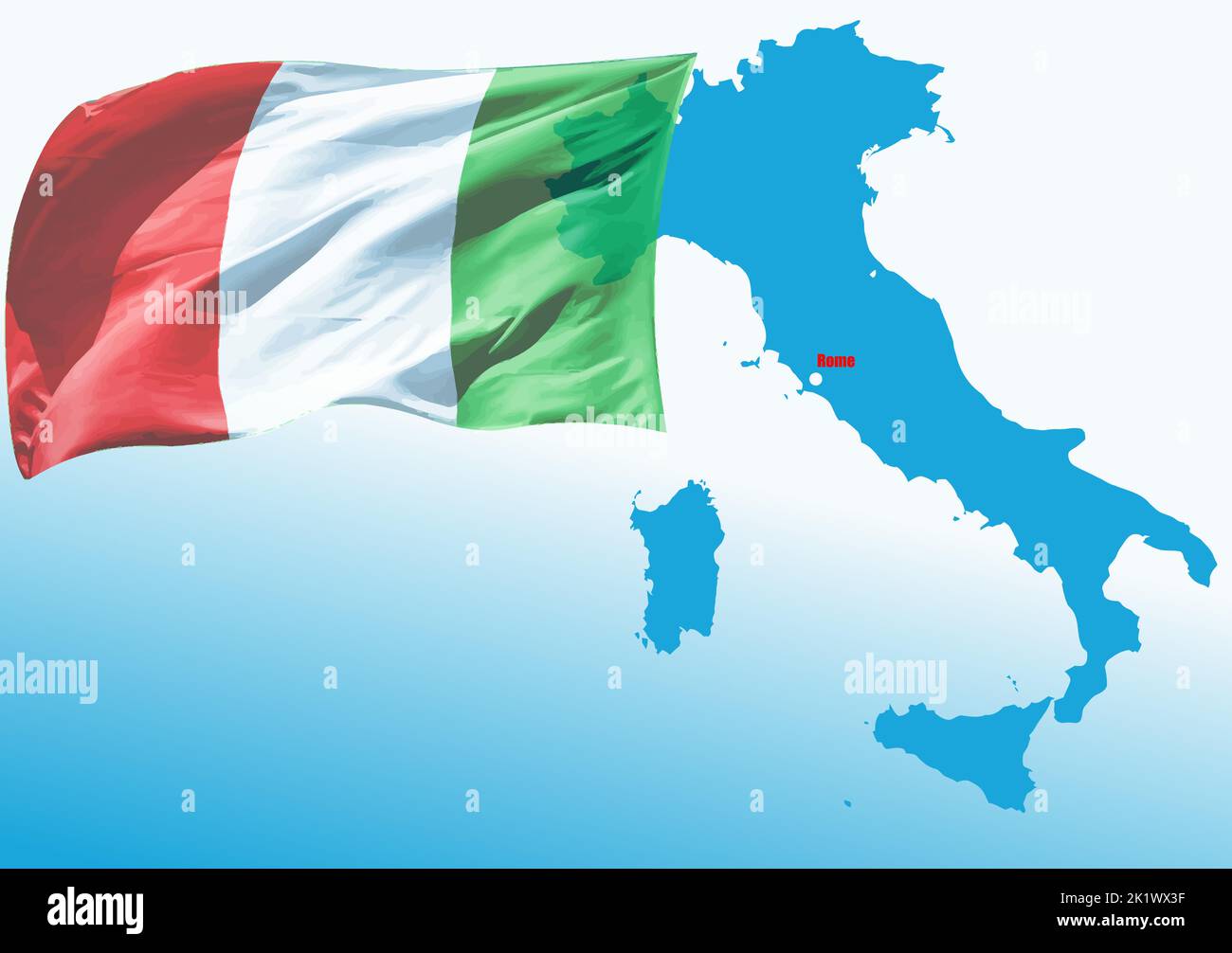 The Flag and map of Italy. 3d color vector illustration Stock Vector ...