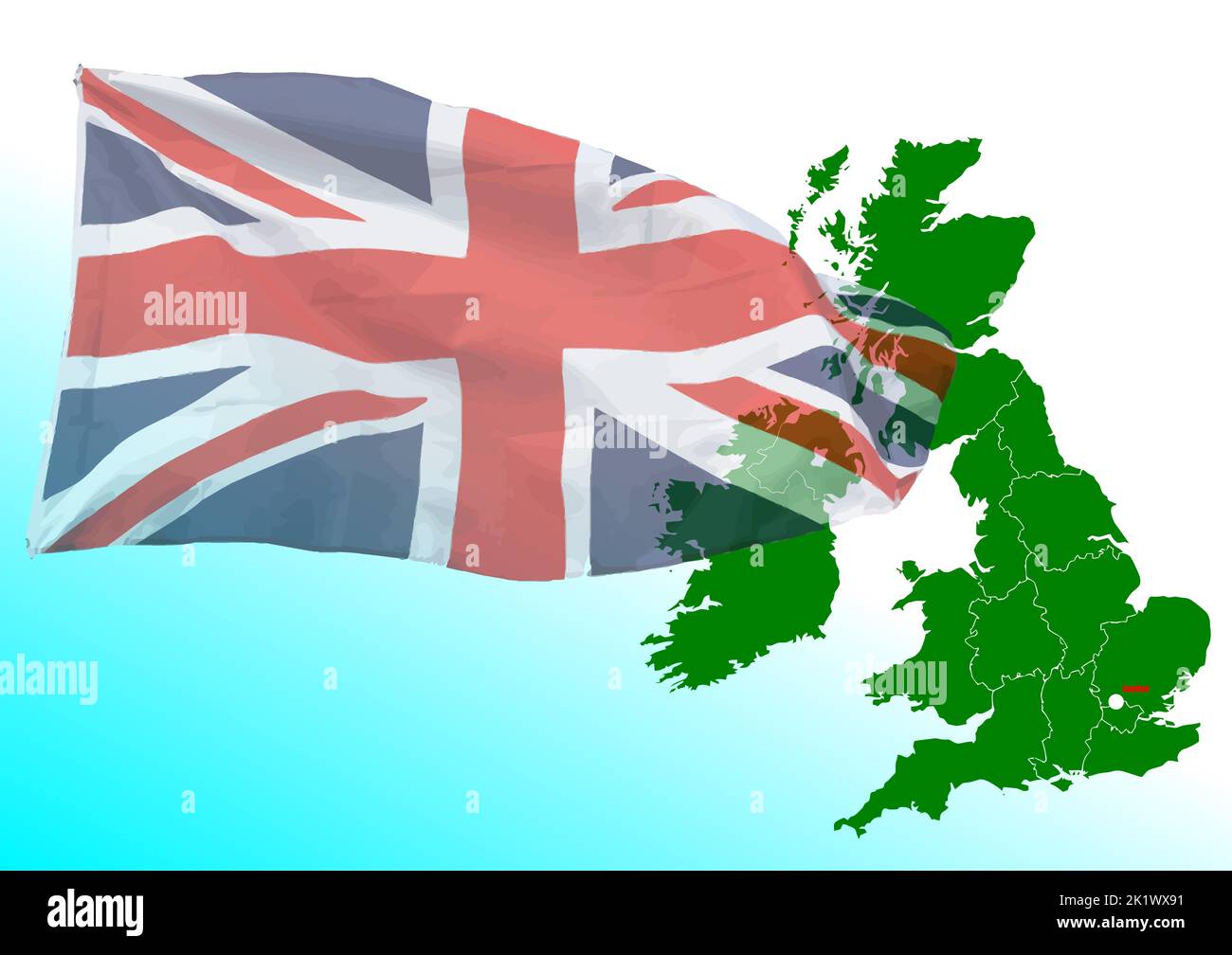 The Flag and map of Great Britain. 3d color vector illustration Stock ...