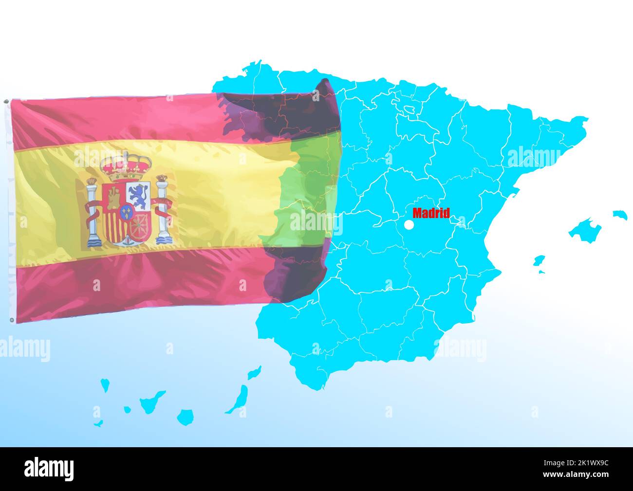 The Flag and map of Spain. 3d color vector illustration Stock Vector ...