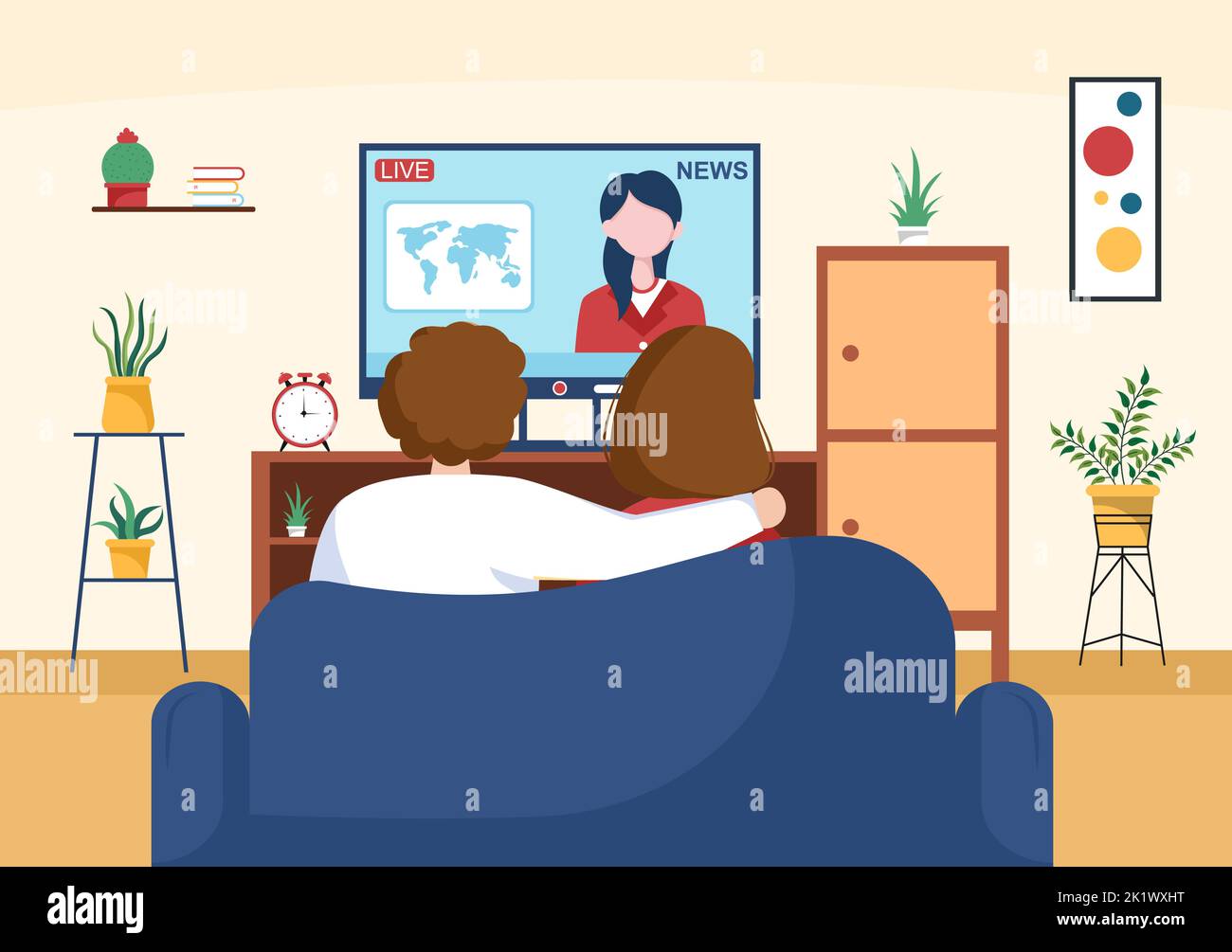 TV Channel Template Hand Drawn Cartoon Flat Illustration Home ...