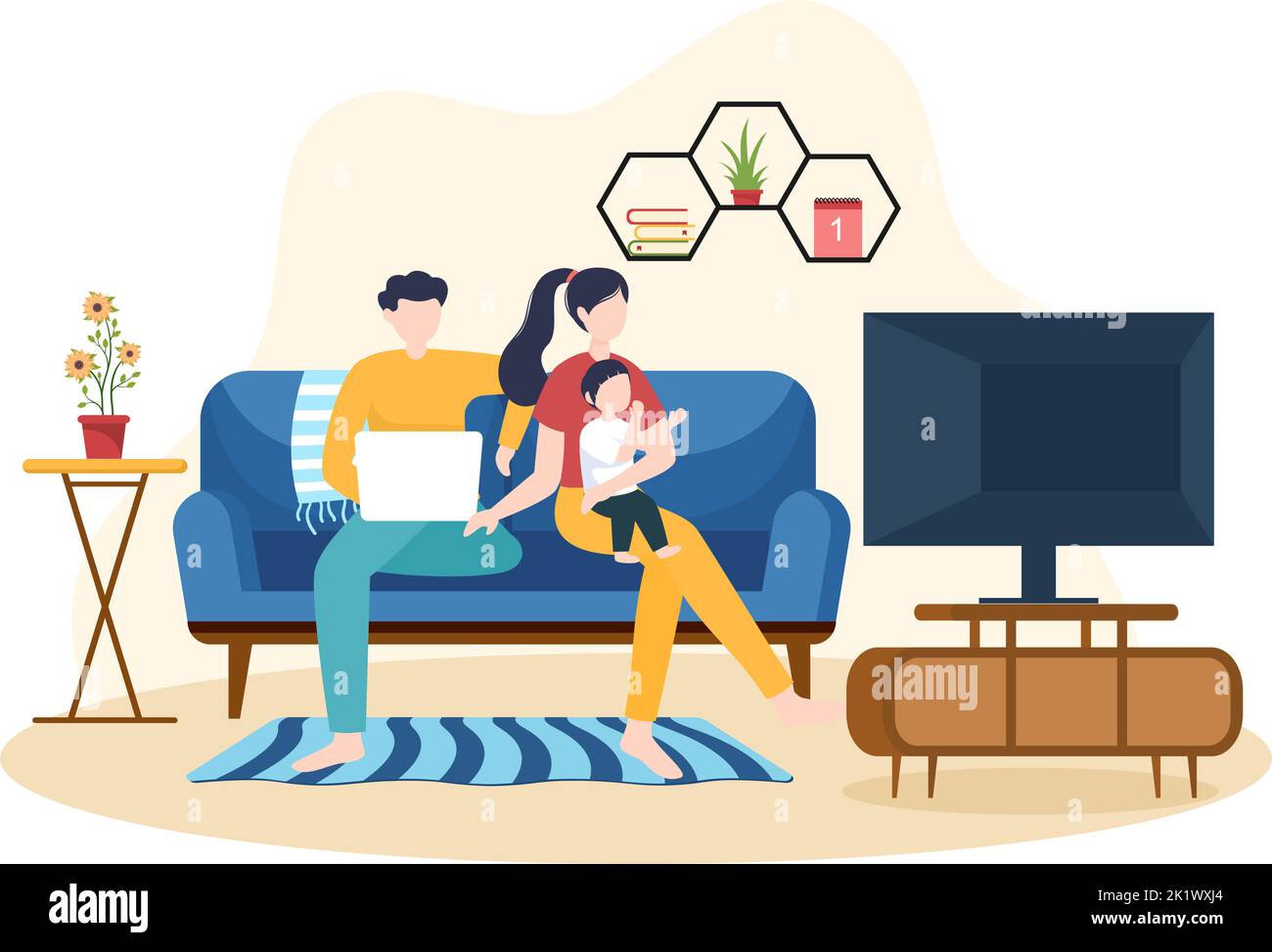 TV Channel Template Hand Drawn Cartoon Flat Illustration Home ...