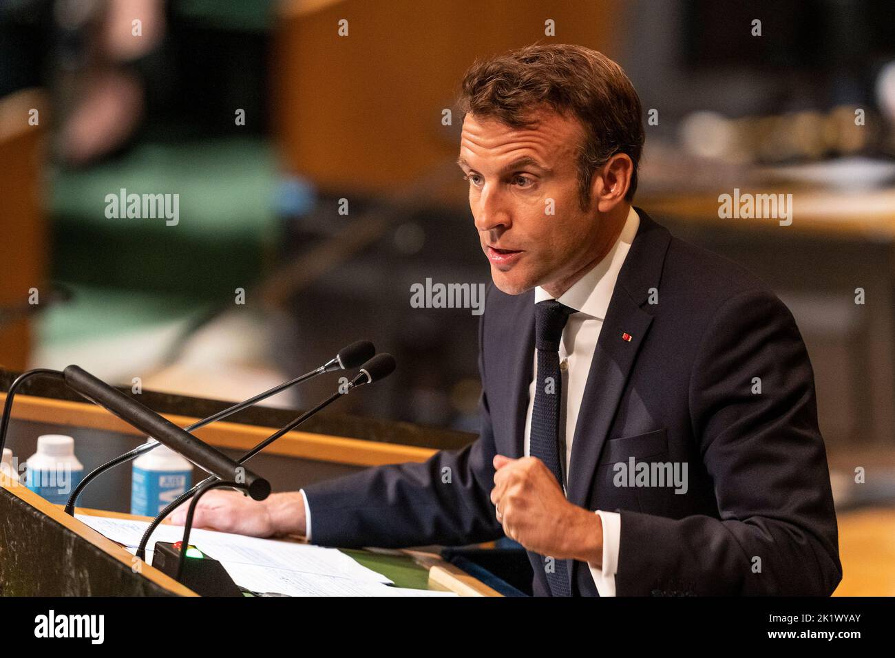 New York, New York, USA. 20th Sep, 2022. Emmanuel Macron, President of ...