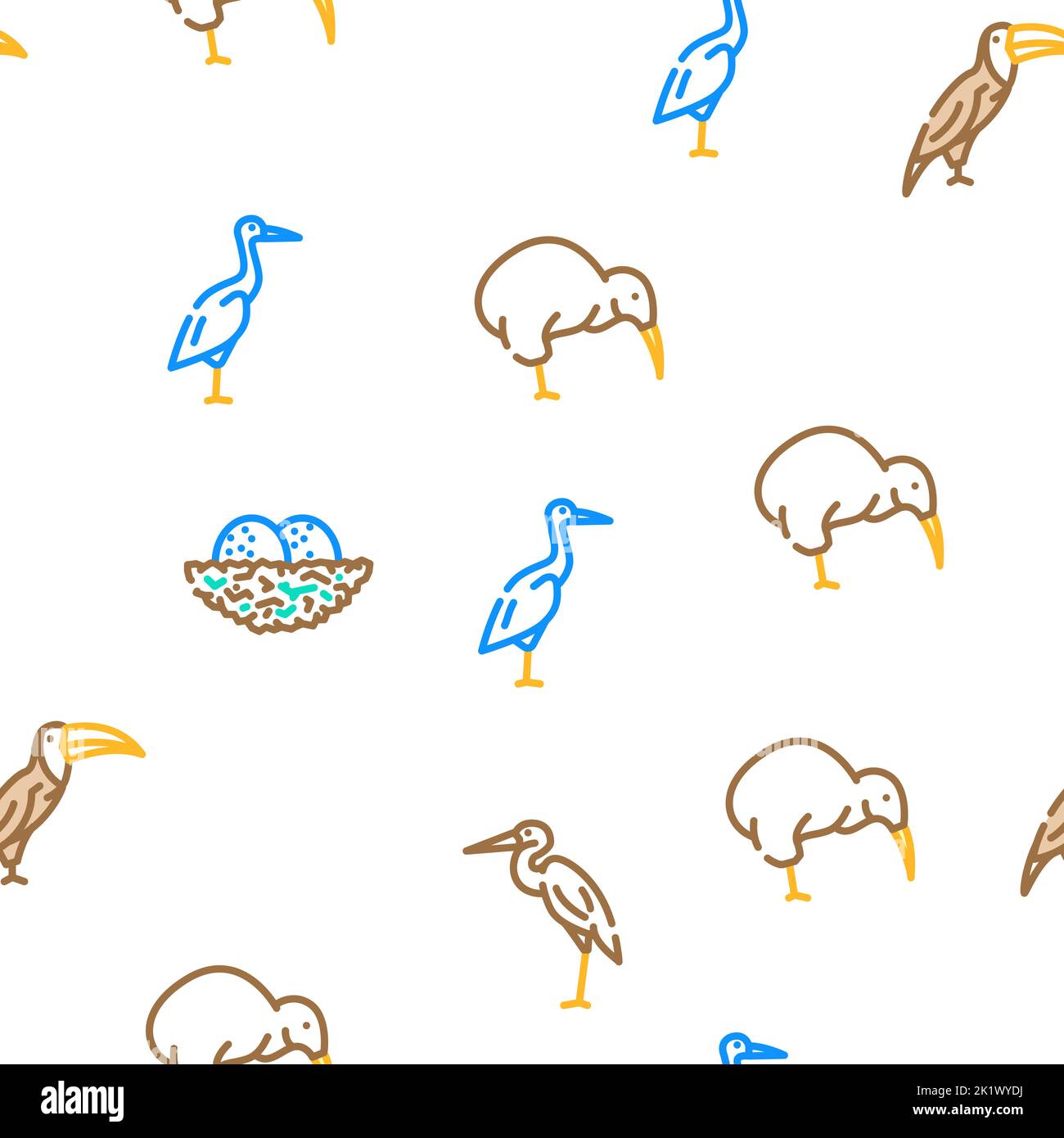 Bird Flying And Eggs In Nest vector seamless pattern Stock Vector Image ...