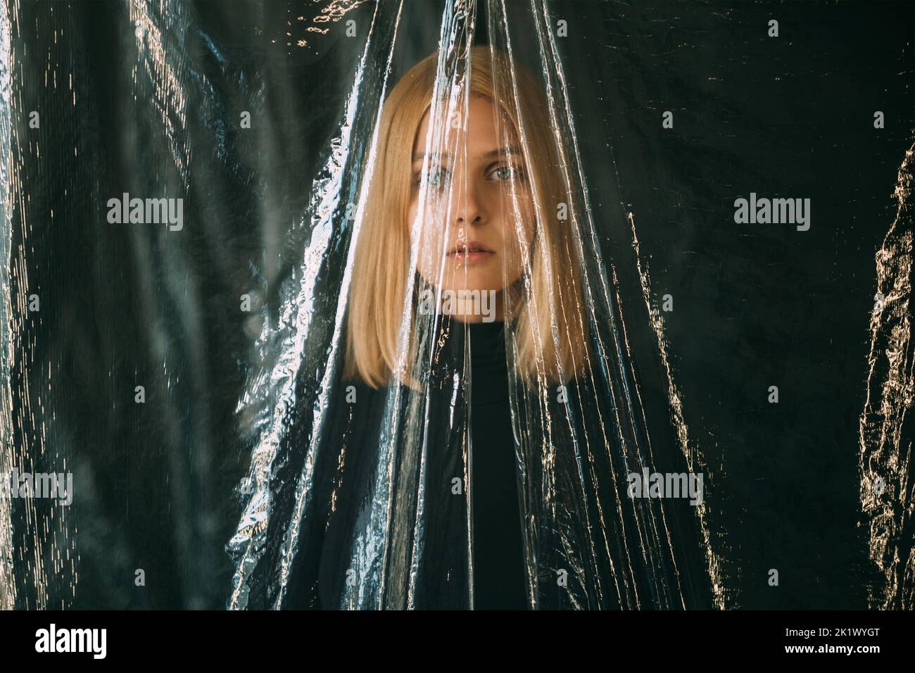 Female abuse. Defocused portrait. Domestic violence. Protection self ...