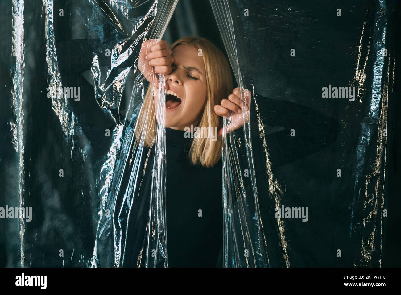 Female anxiety. Mental disorder. Nervous breakdown. Art portrait of ...