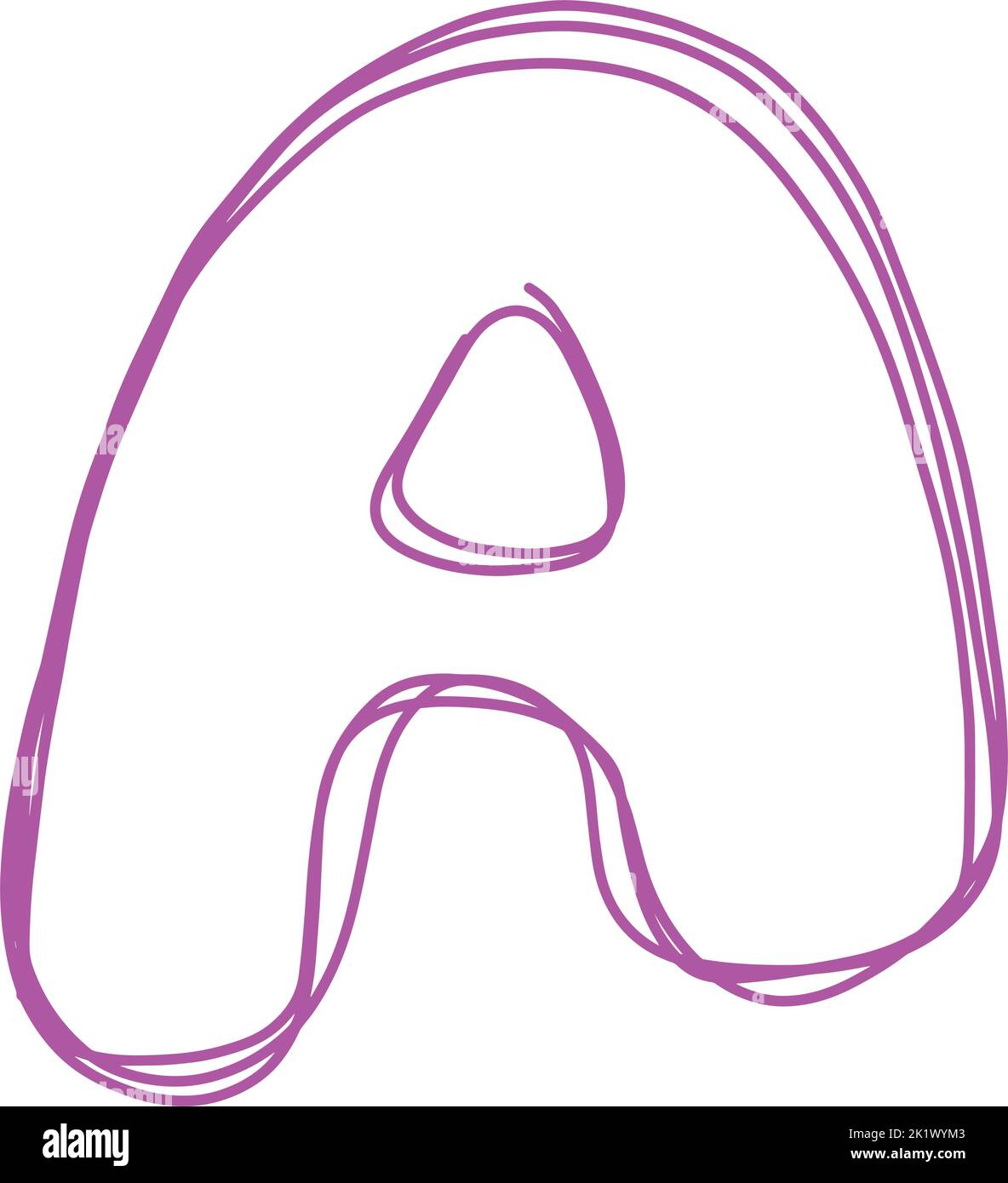 Alphabet A letter hand drawn outline stroke drawing illustration ...