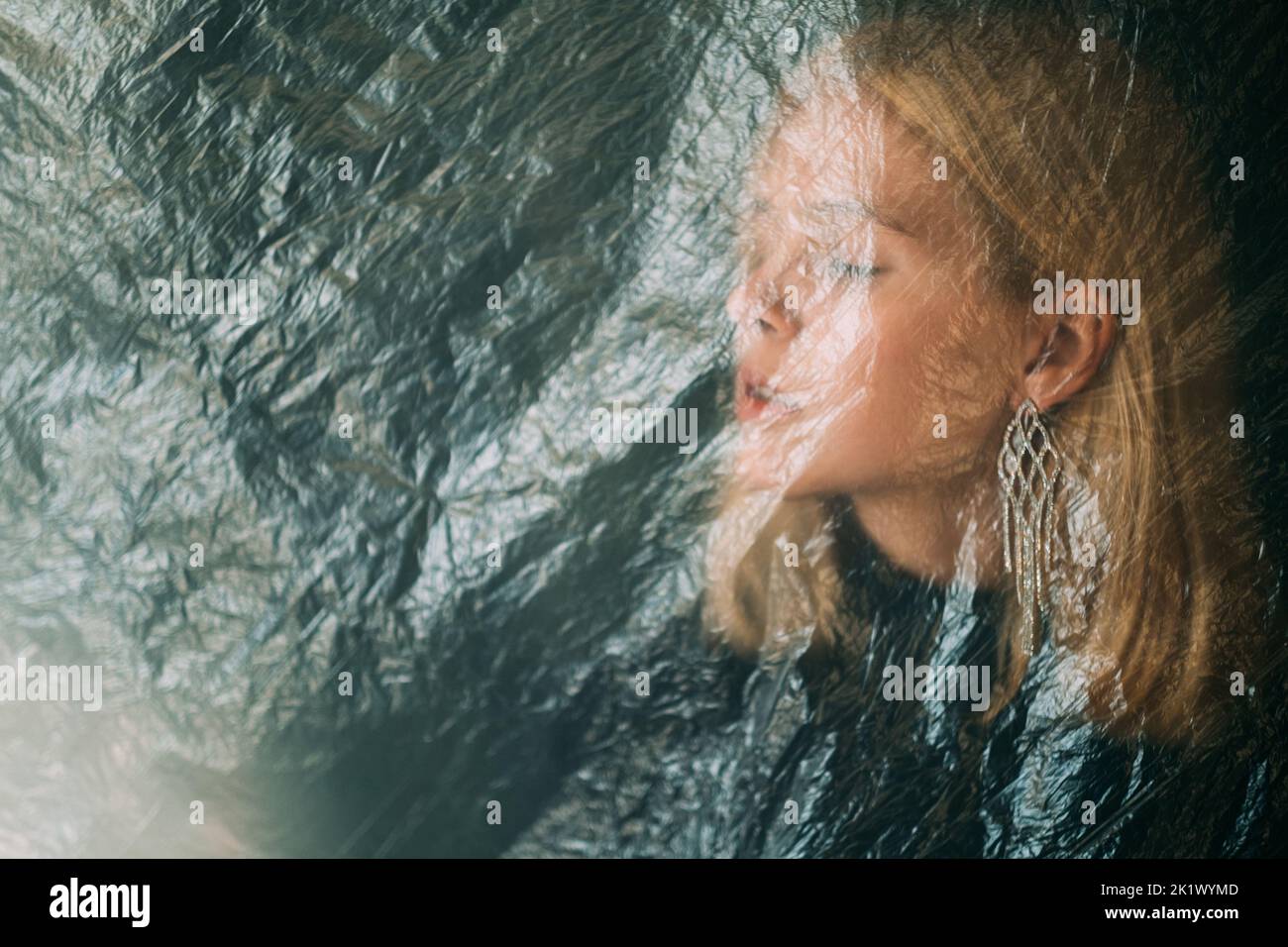 Female loneliness. Defocused art portrait. Disappointment sorrow. Self ...