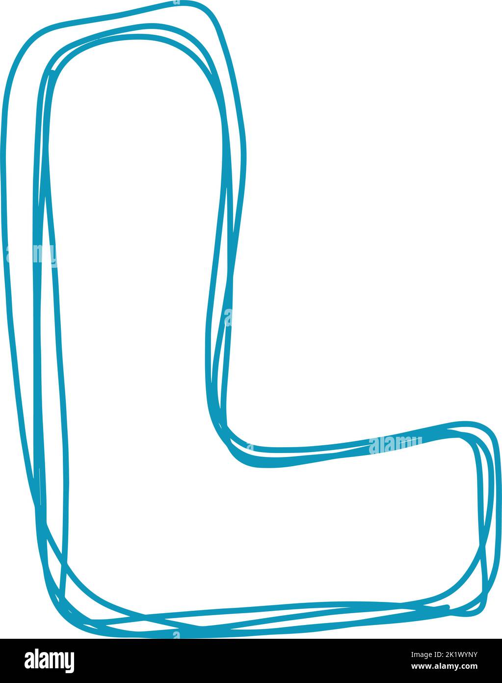Alphabet L letter hand drawn outline stroke drawing illustration ...