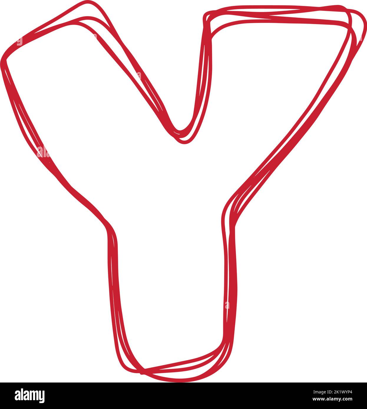 Alphabet Y letter hand drawn outline stroke drawing illustration ...