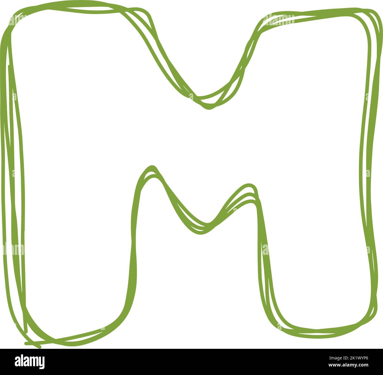 Alphabet M letter hand drawn outline stroke drawing illustration ...
