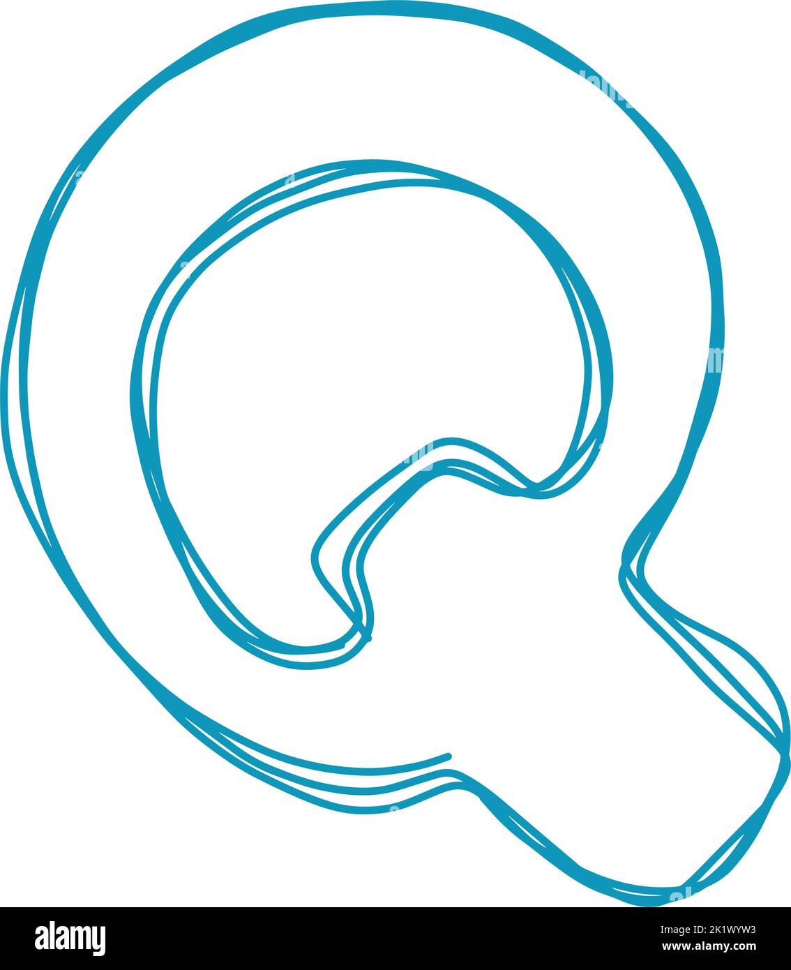 Alphabet Q letter hand drawn outline stroke drawing illustration ...