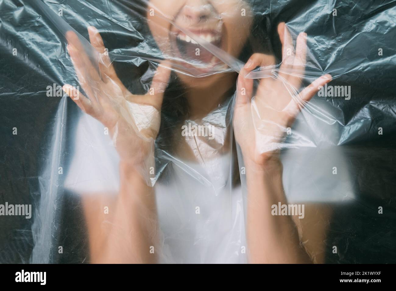 Mental disorder. Defocused silhouette. Nervous breakdown. Cropped ...