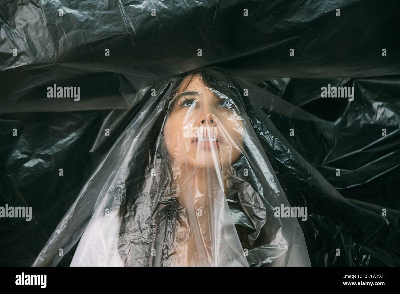 Female discrimination. Defocused portrait. Social pressure. Vulnerable ...