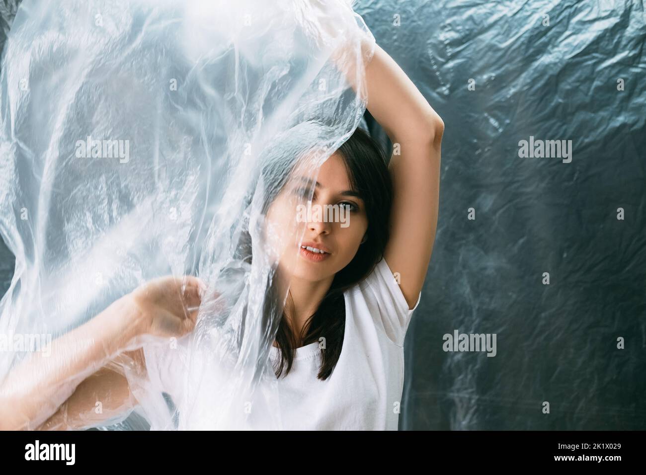 Beauty portrait. Aesthetic cosmetology. Anti aging procedure. Brunette ...