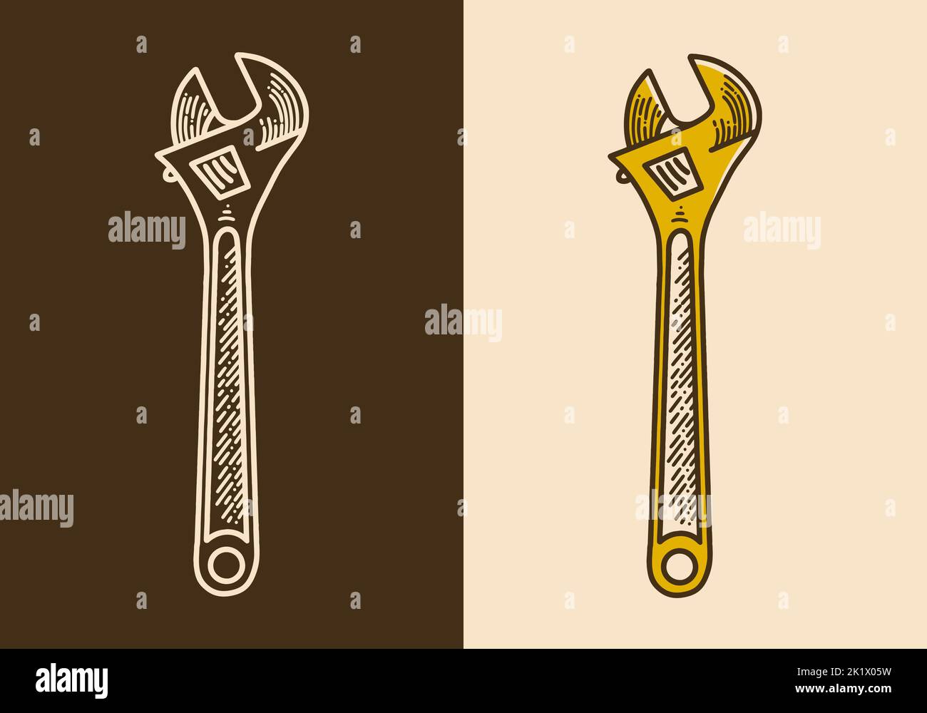 Hand wrench tool line Stock Vector Images - Alamy