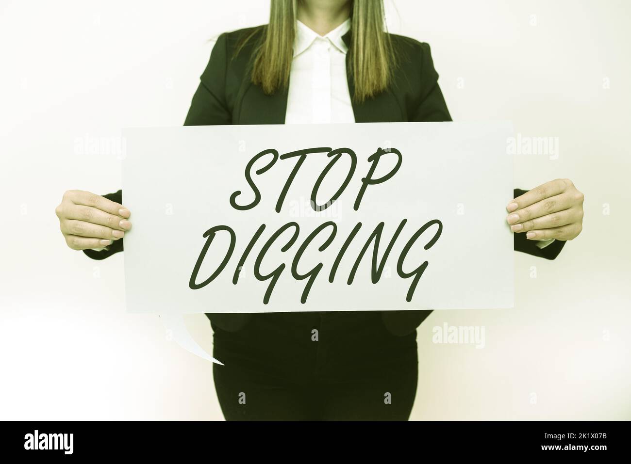 Text showing inspiration Stop Digging. Business concept Prevent Illegal ...