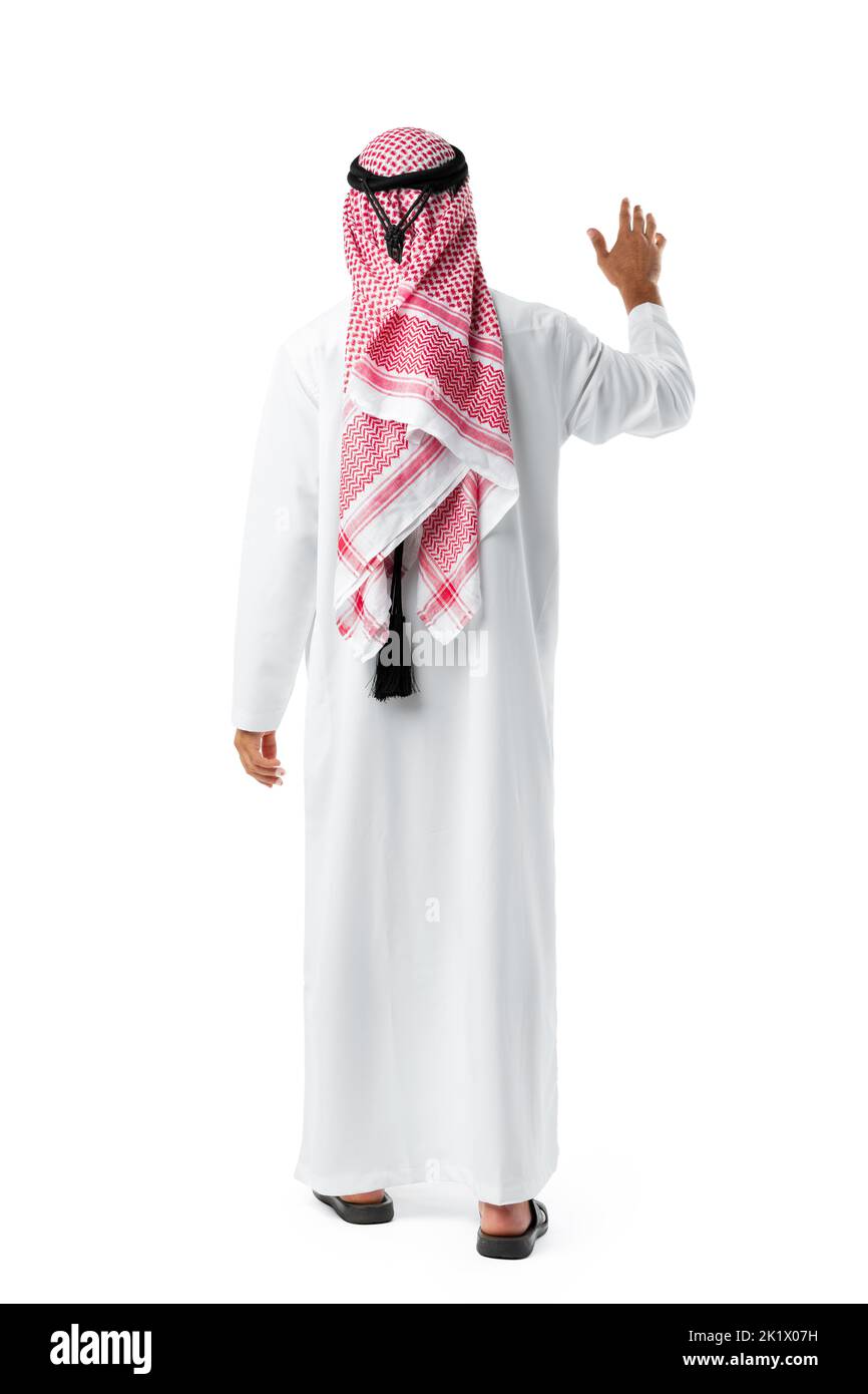 Back view of an Arab man standing on white isolated background Stock ...